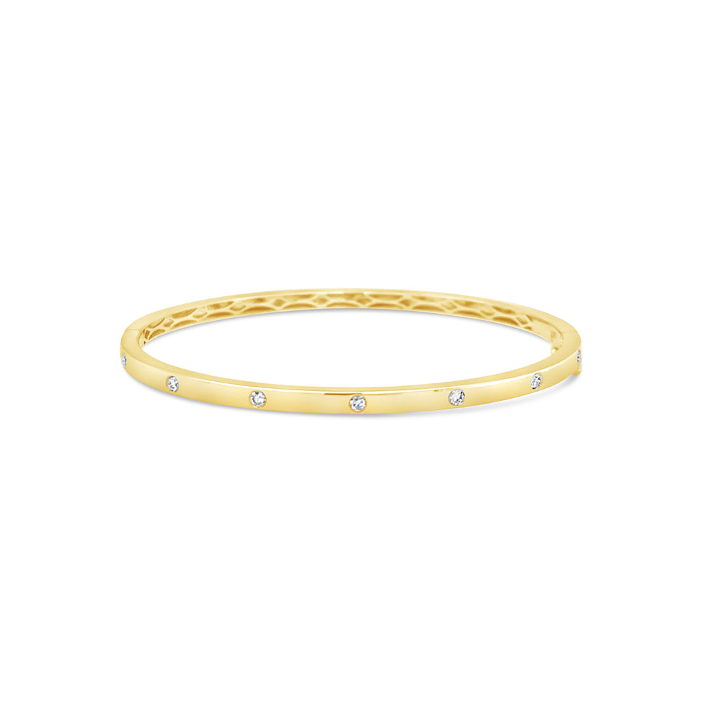14 Karat Gold Diamond Inlay Bangle | Jessica Jewellery